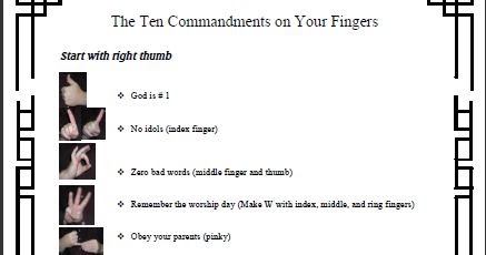 10 Commandments Hand Motions Printable