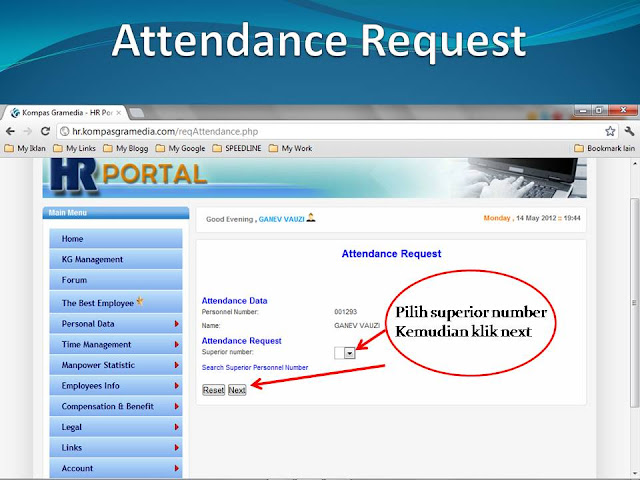 Paduan HR Portal: Attendance Request