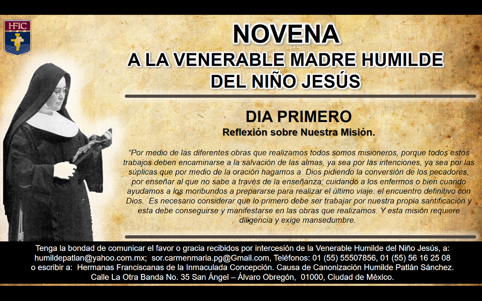 Madre Humilde del Niño Jesús: Novenario: día 1 (8 de junio)