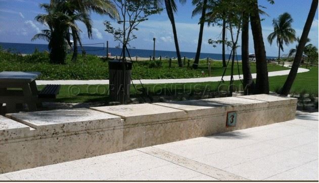 Coral Stone tiles Pool Decks and Stone Pavers: Oolite Stone Bench