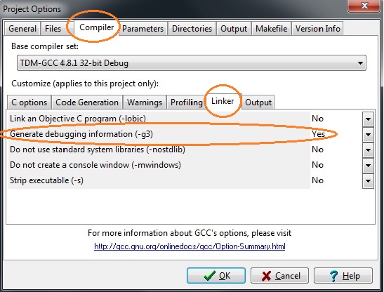 Debugging con gdb y usando Dev-C++