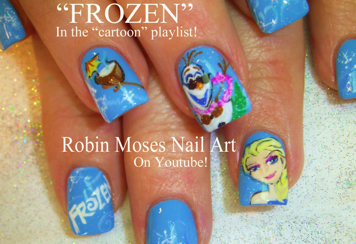 Nail Art by Robin Moses: "frozen nails" "disney nails" "light blue ...