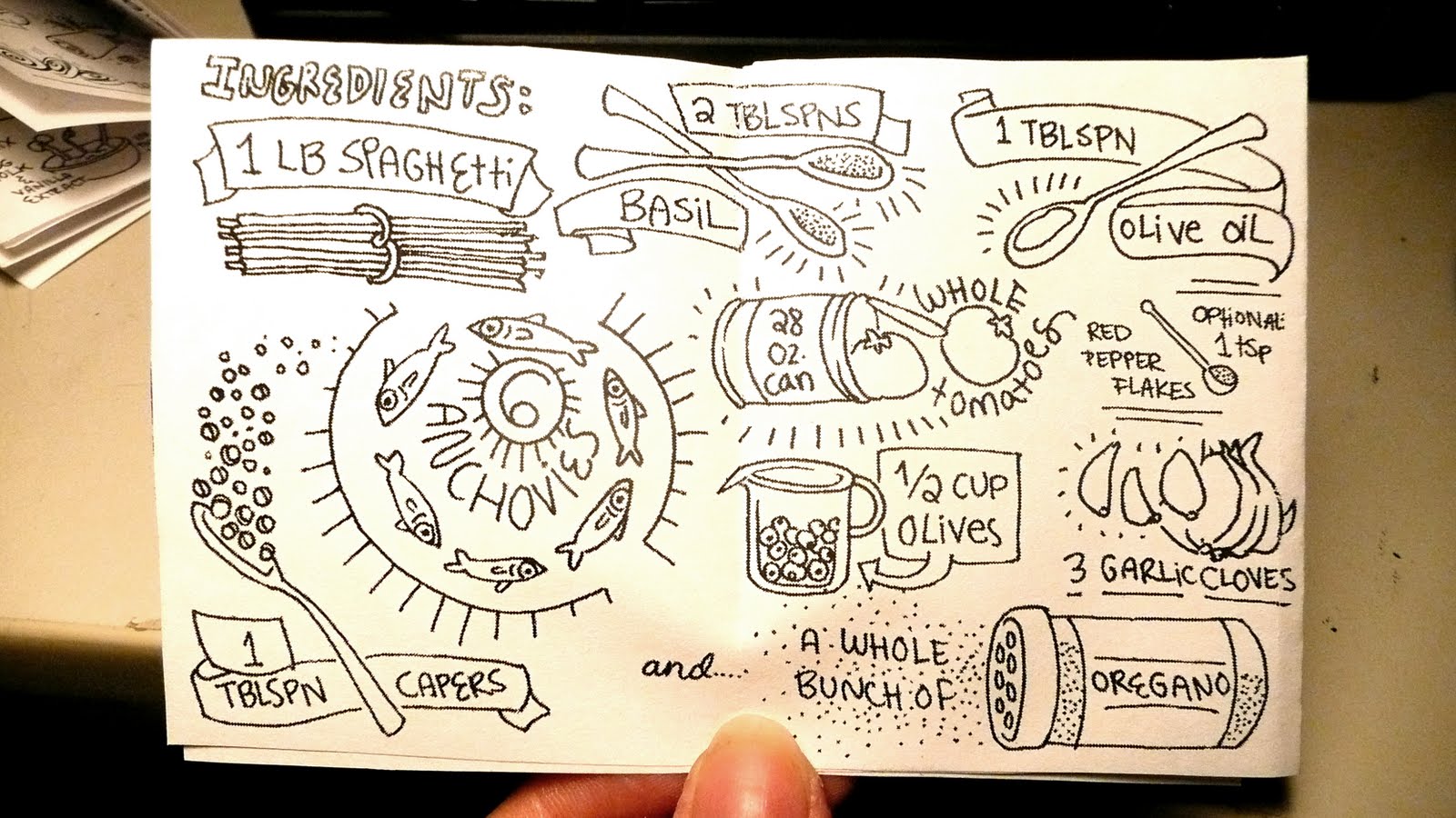 Tony Stark Built This In A Cave: Recipe Zines - Pasta alla Putanesca