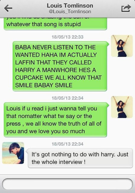 One Direction Blog: Louis schreibt Fan SMS