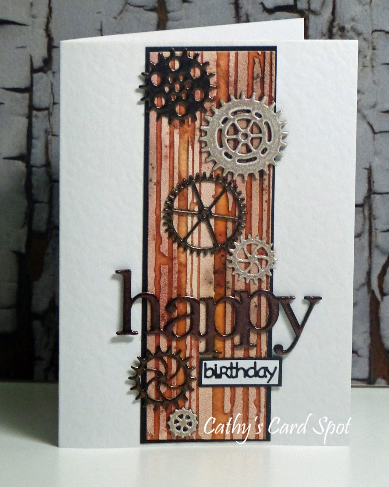 Cathy's Card Spot: Metallic stripes and gears.