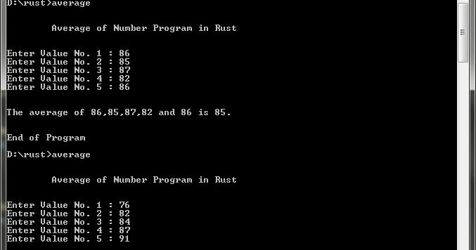 Free Programming Source Codes And Computer Programming Tutorials Average Of Numbers In Rust