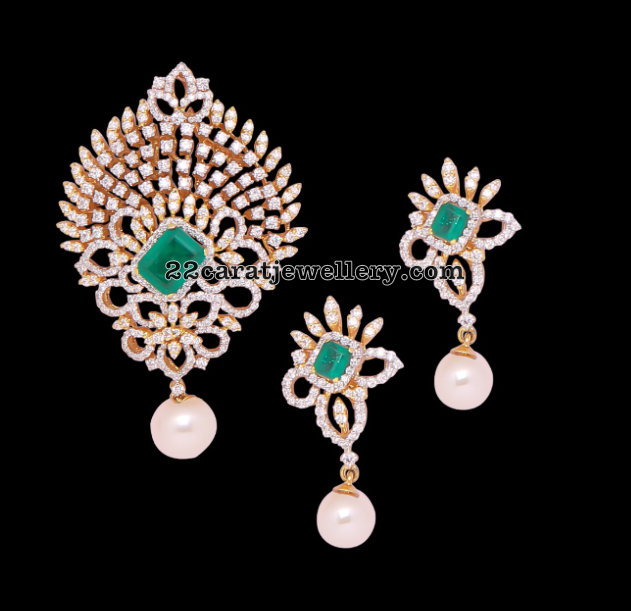 Ruby Diamond Pendant Sets by Kothari Jewels - Jewellery Designs