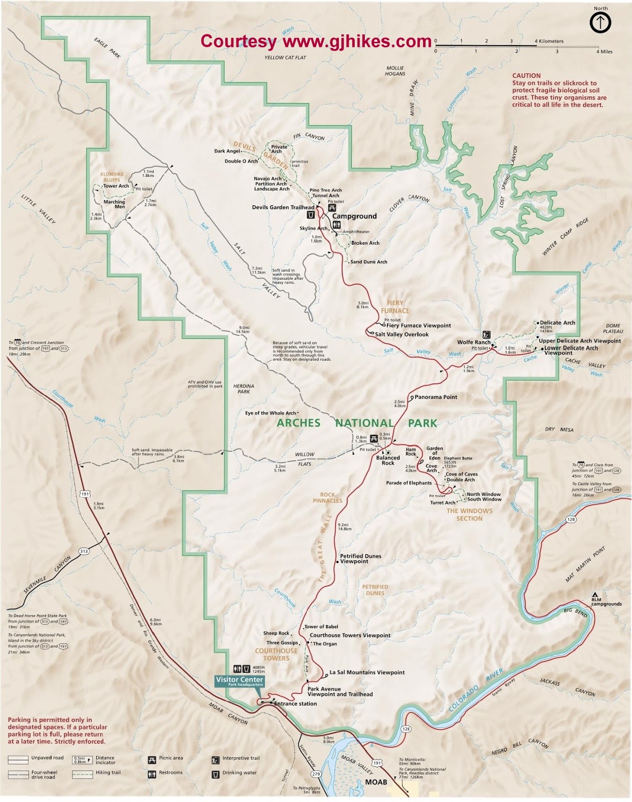 Fiery Furnace Arches Map