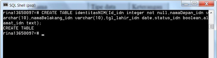 MODUL 2 : PEMBUATAN DAN MANAJEMEN TABEL ~ RINA NIRMALA AMIEN