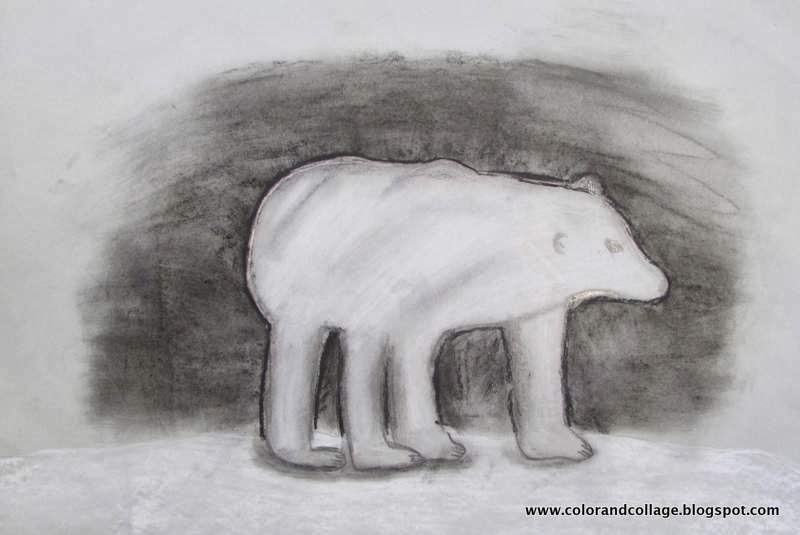 Color, collage, and much more: Polar Bears - drawing with charcoal ...