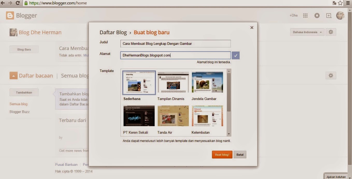 Cara Membuat Blog Lengkap Dengan Gambar