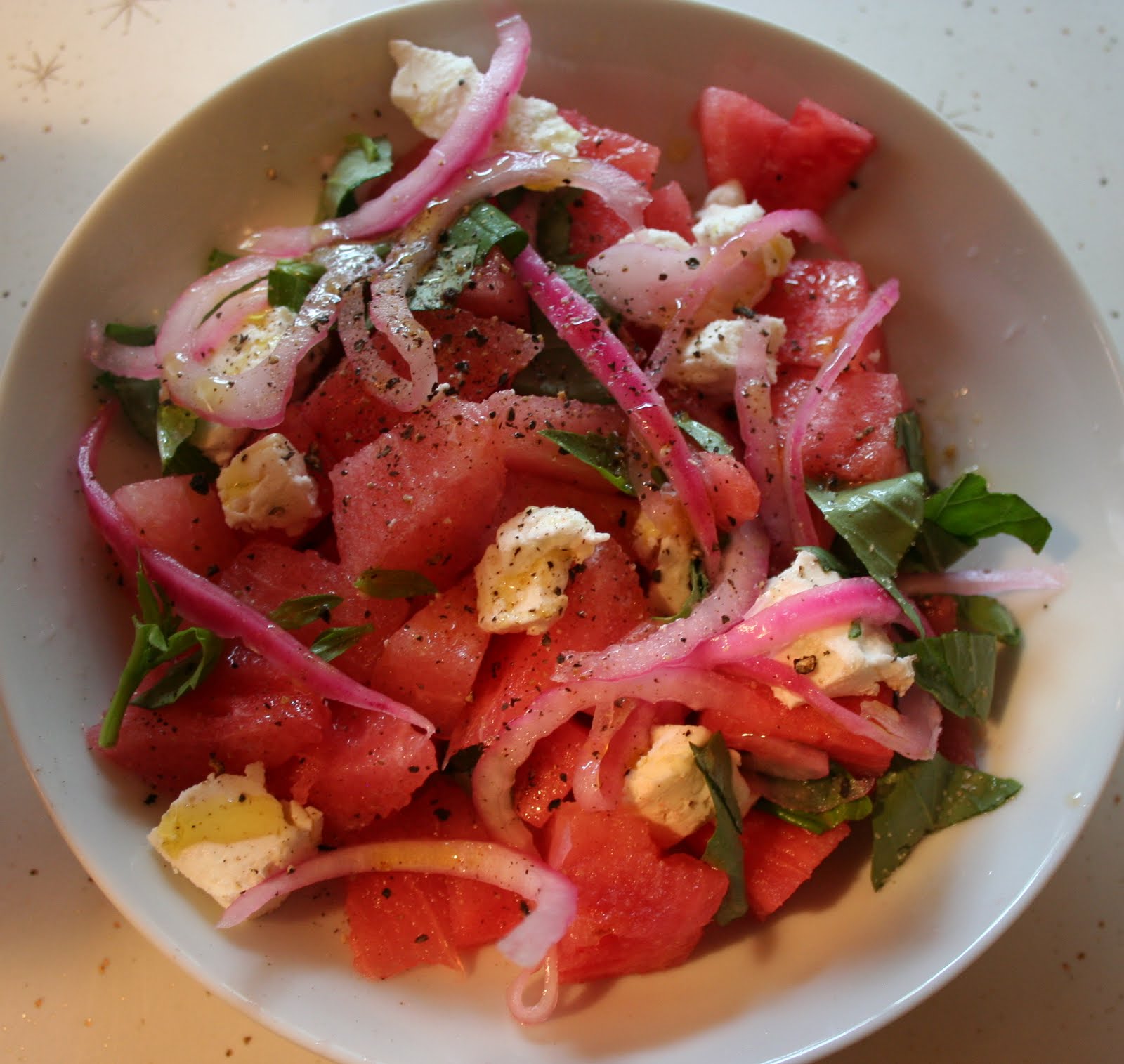 Cheers to Happy: Watermelon Salad with Pickled Onions...