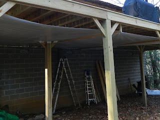Lise's Log Cabin Life: Building a "Rain Shield" Under the Deck