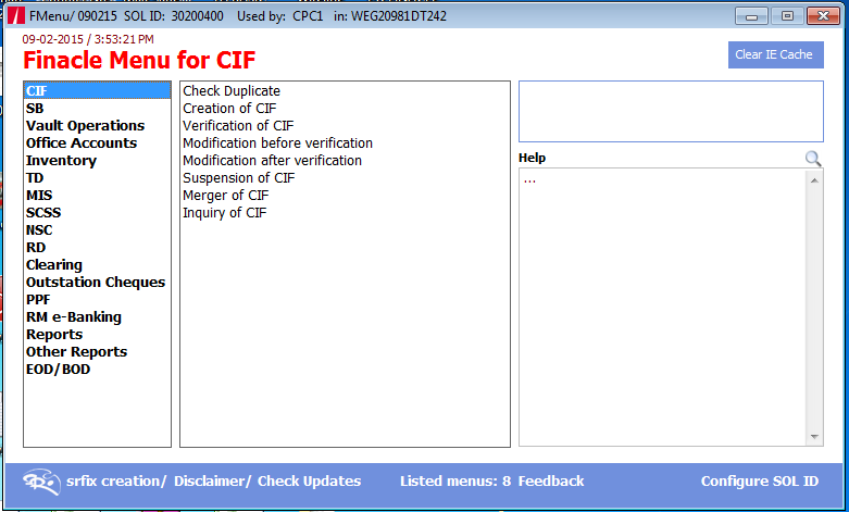 FinacleMenu By SRFIX - Updated via Finacle Solution