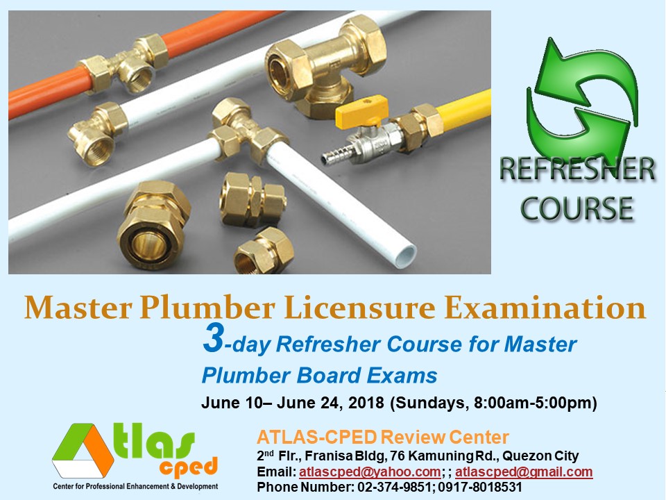 Master Plumber Review Schedule for July 2018 MPLE | ATLAS CDC Review Center