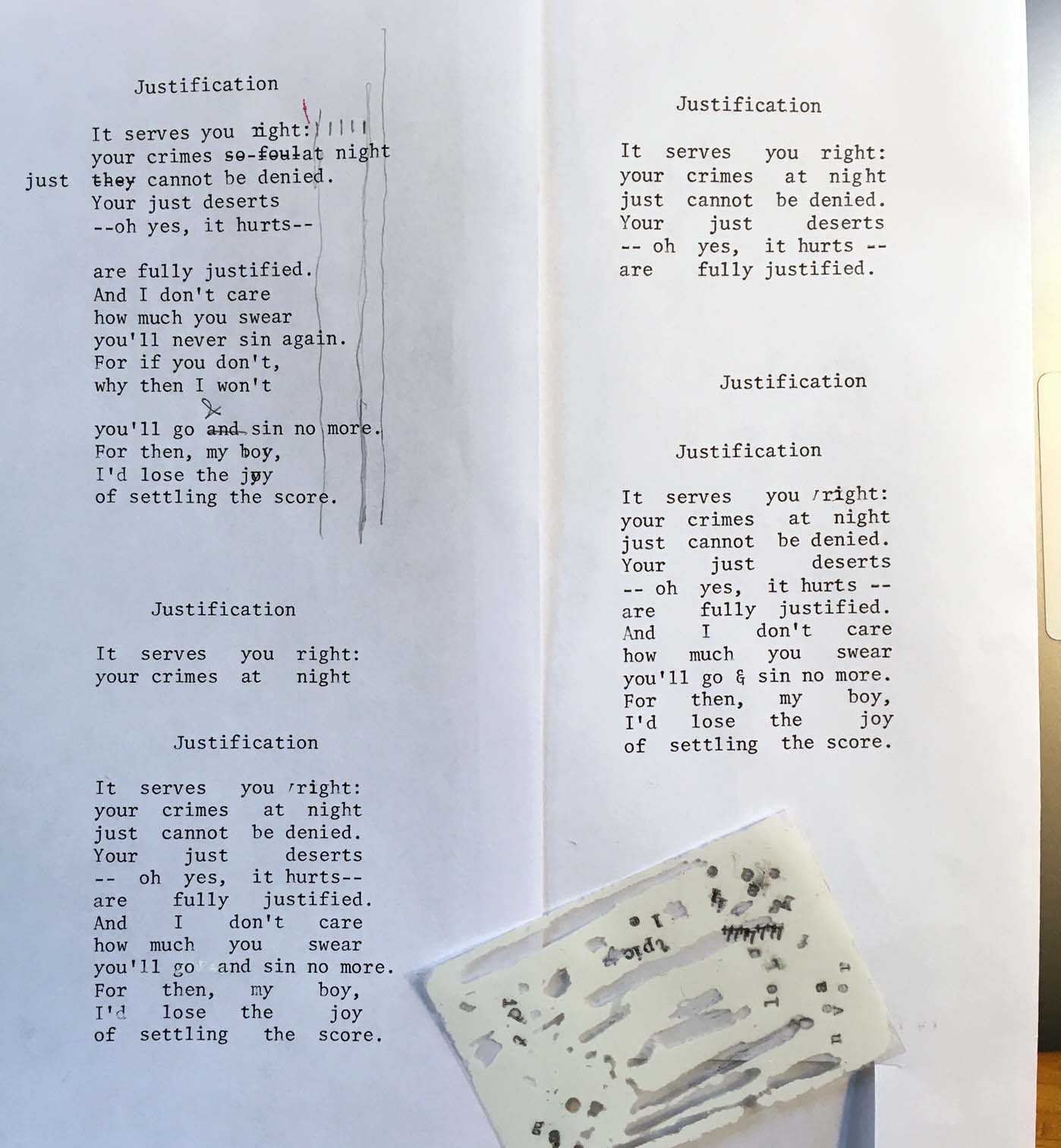 Poem of the day: justification/ /THE TYPEWRITER REVOLUTION