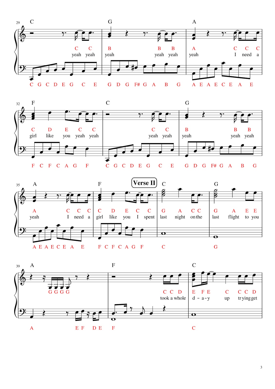 Utterly Music: [Piano Scores] Girls like you by Maroon 5