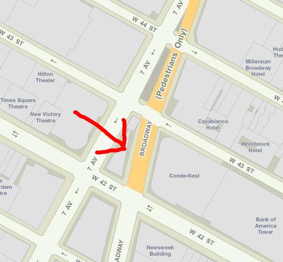 Map Of New York City Time Square Area - Map