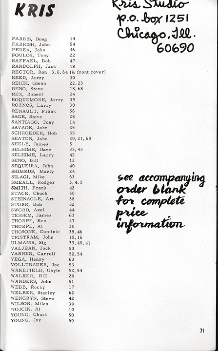 Male Models Vintage Beefcake: List of Models' Names by Kris Studios