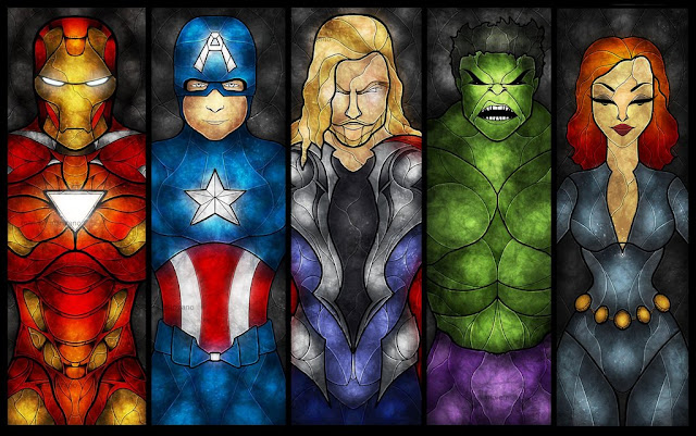 Fashion and Action: Avengers - Stained Glass-Styled Art by Mandie Manzano