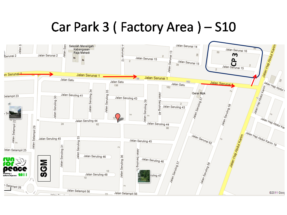 Parking Area and Route Map ~ SGM Run For Peace 2011