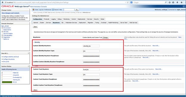Configuring Self Certificate and SSL in Weblogic