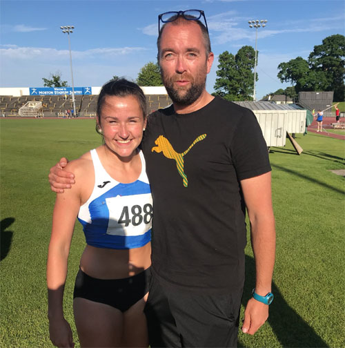 Top Cork sprinter Phil Healy with her coach Shane McCormack from Wexford