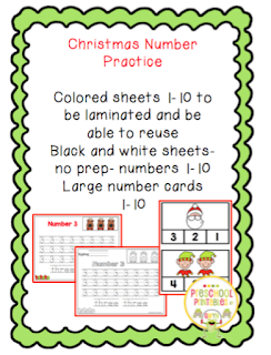 Christmas Number Practice ~ Preschool Printables
