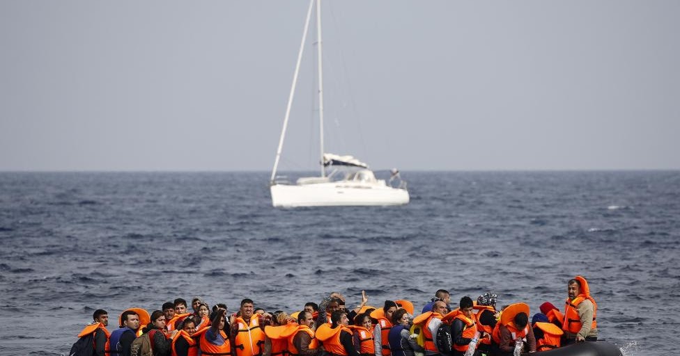 Syrian refugees call for help from their flooding raft