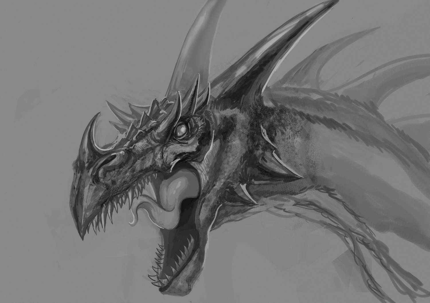 Smaug Head Drawing