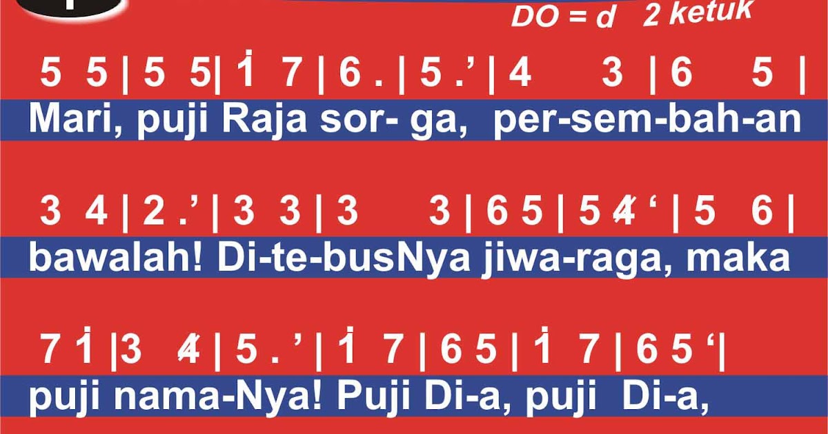 Lirik dan Not Kidung Jemaat 288 Mari, Puji Raja Sorga