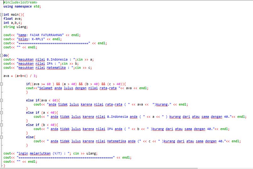 Koding di codeblocks dengan bahasa c++: 2018