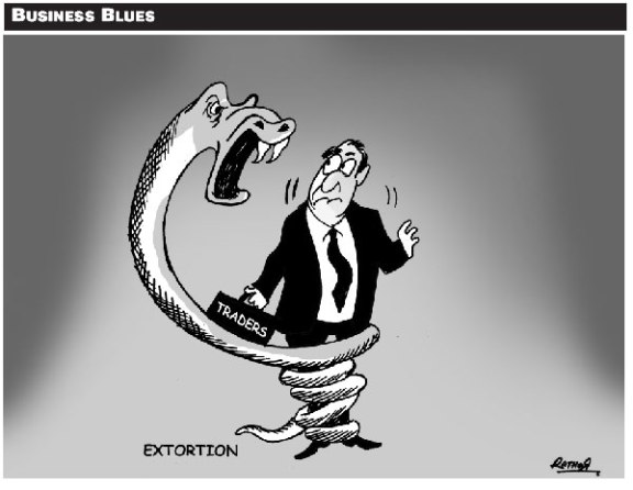 CARTOON - EXTORTION AND TRADERS ~ Cartoon Pk