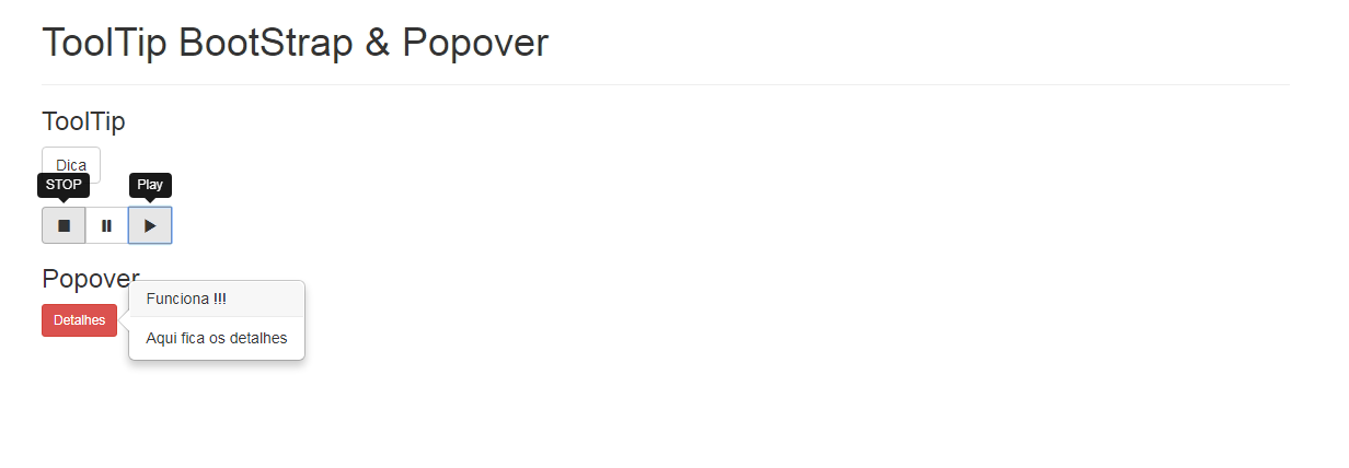 Exemplo ToolTip, Popover