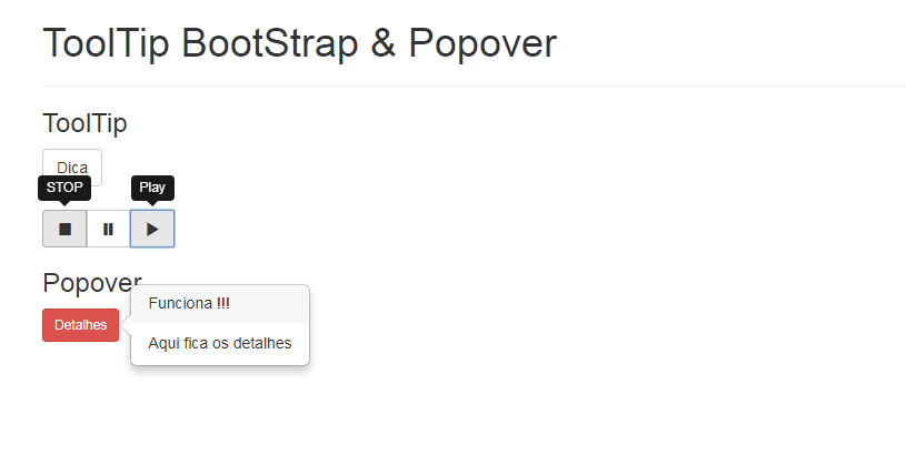 Exemplo ToolTip, Popover