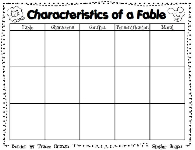 Ginger Snaps: Fable Graphic Organizer and a Lesson Plan Template