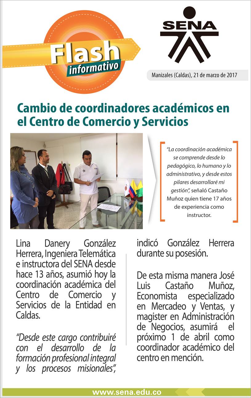Centro de Comercio y Servicios - SENA Regional Caldas: Flash informativo