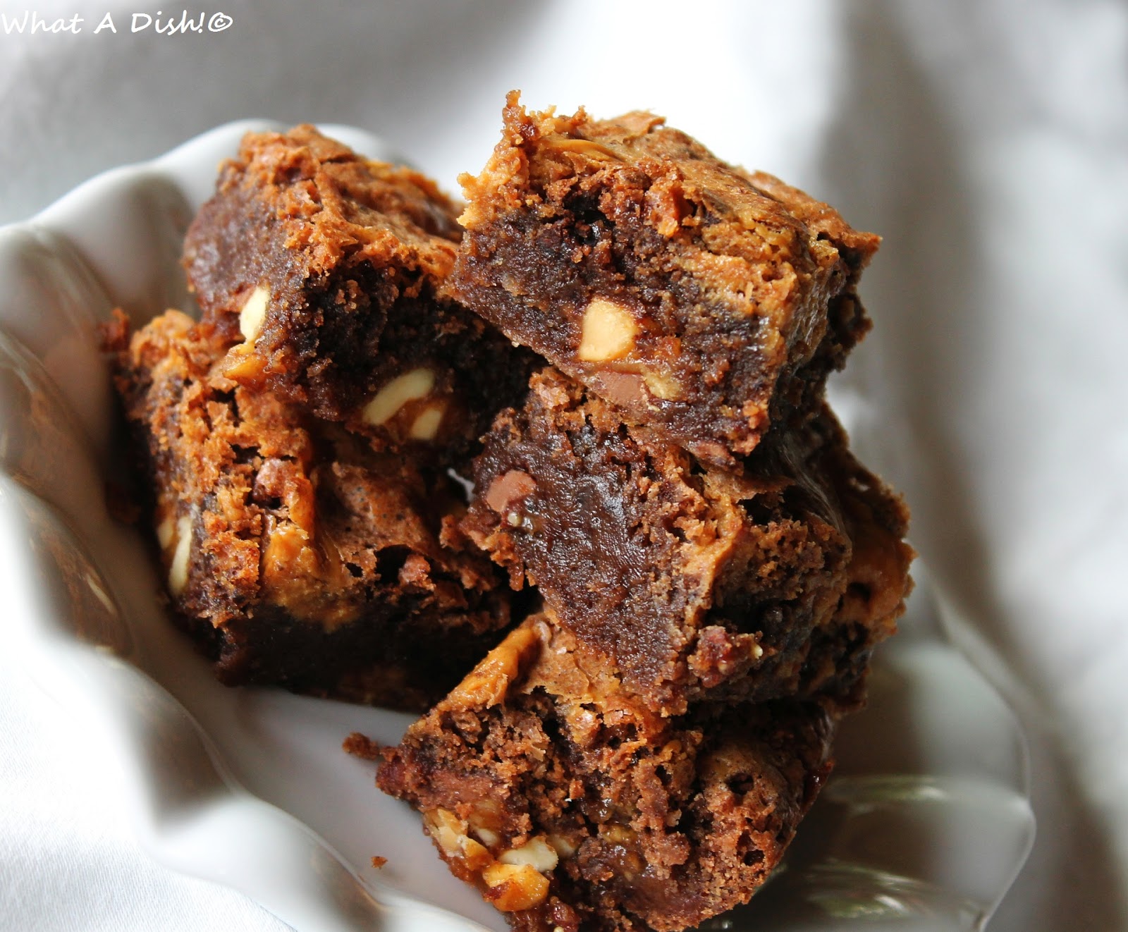 What A Dish!: Peanut Butter Snickers Brownies