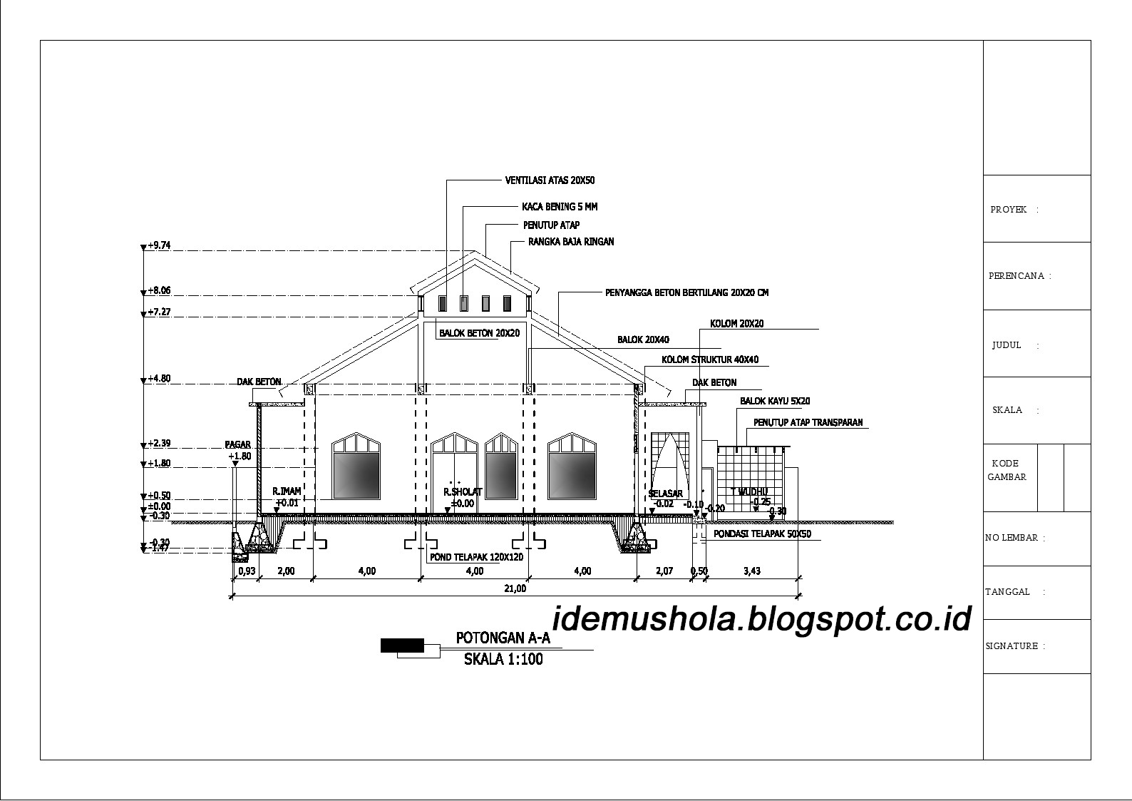 ide mushola: gambar kerja mushola sederhana
