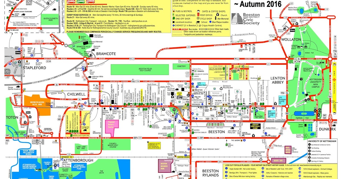 Beeston Week: Beeston Pubs & Cafes Horizontal Map (old style)