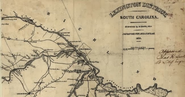 Lexington County SC History: Lexington District Map - 1825