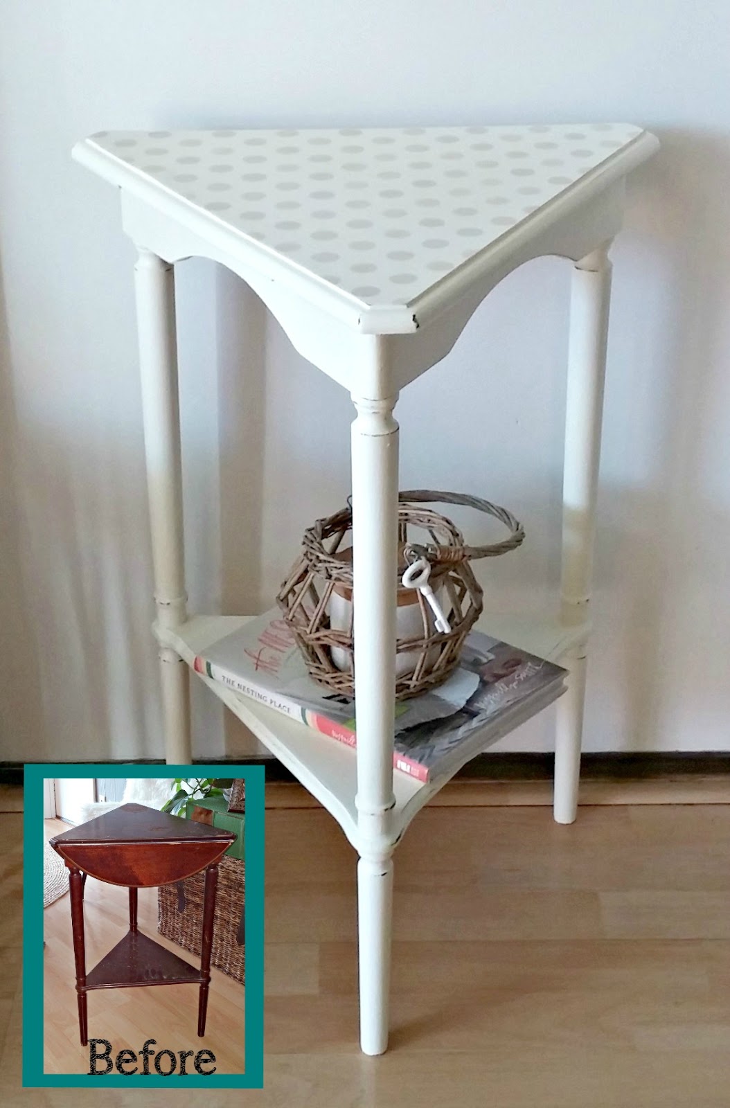 Triangle Side Table Makeover - Little Vintage Cottage