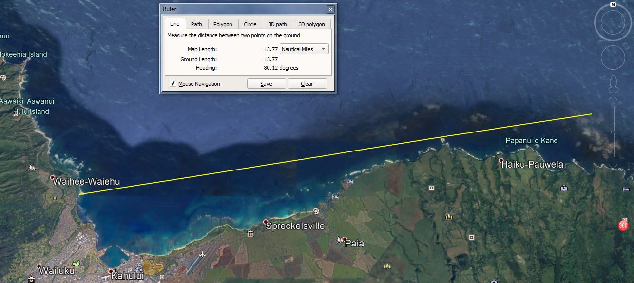 maui surf report: Buoys to Maui travel times and Maui's shadow lines