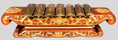 Gamelan Javanese traditional musical instrument parts in Indonesia ...