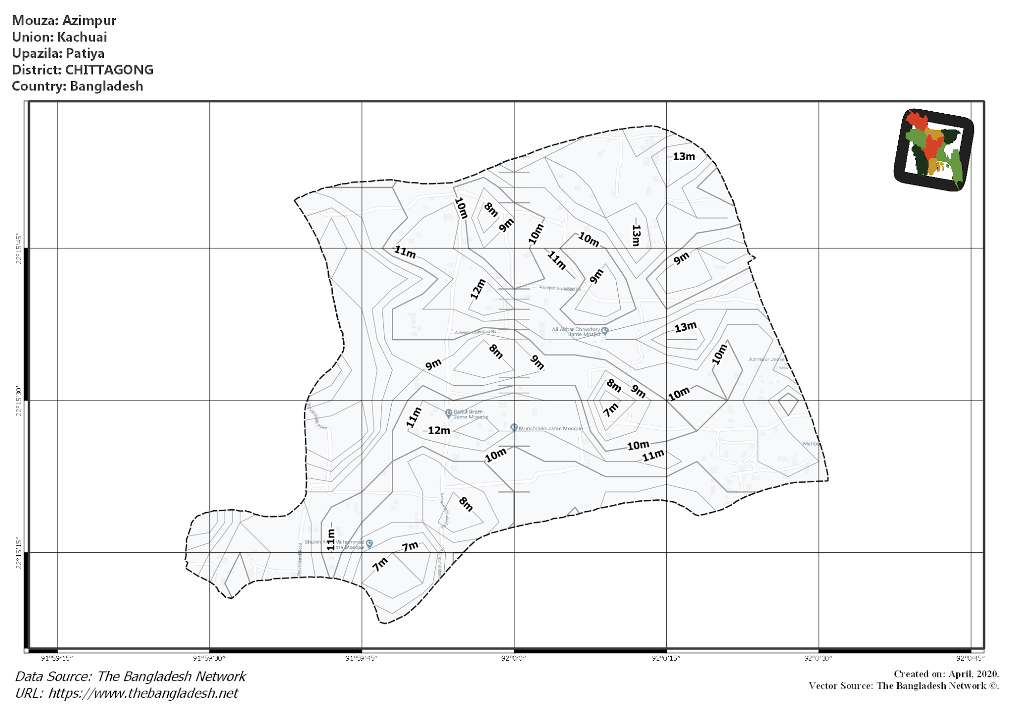 Map of Azimpur Mouza, Patiya, Chittagong