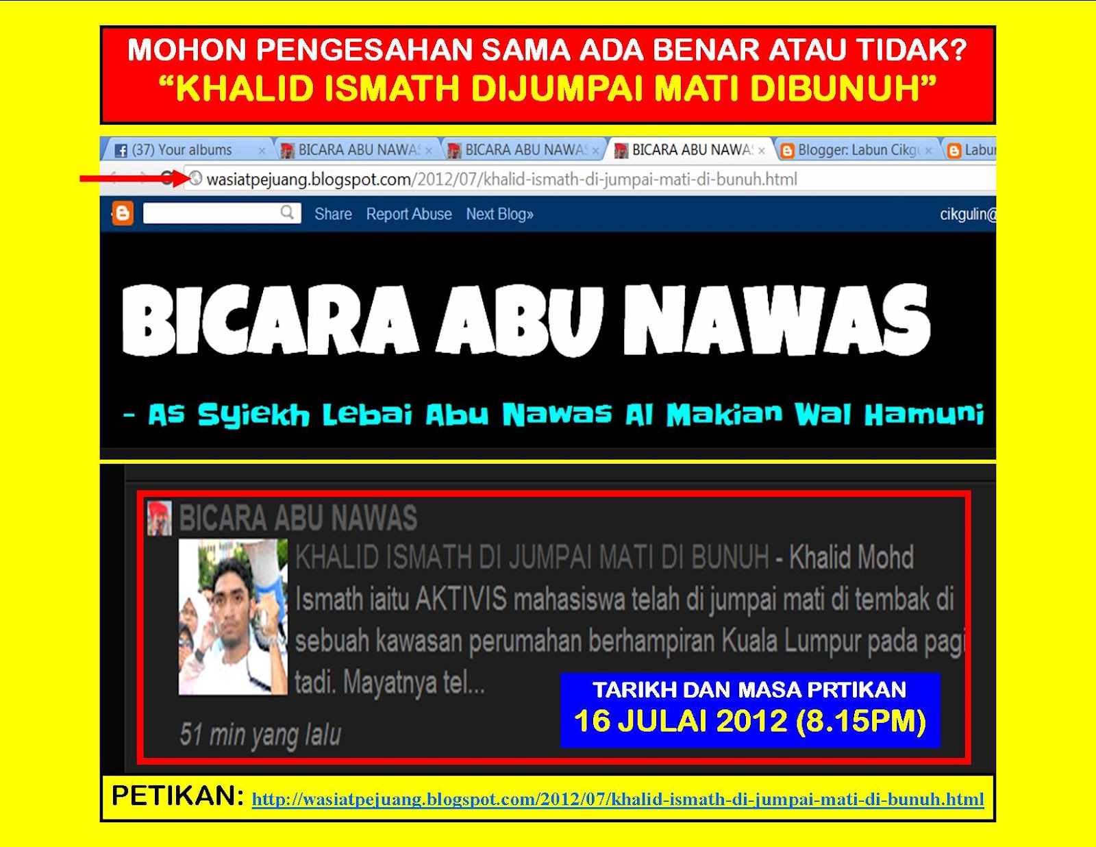 Labun Cikgu Lin: BENARKAH KHALID ISMATH MATI DITEMBAK PAGI TADI ...