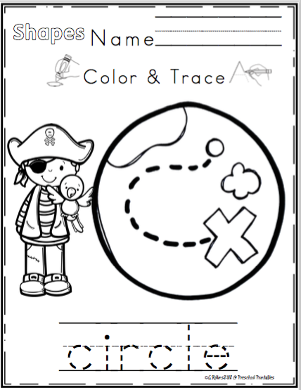 Pirate Fun With Shapes ~ Preschool Printables