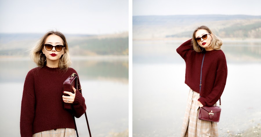 Outfit Idea: How to wear fall's wine colors in winter