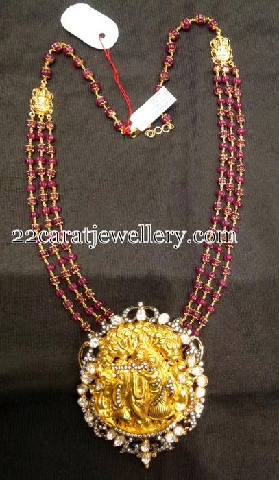 Beads Set with Radha Krishna Locket - Jewellery Designs