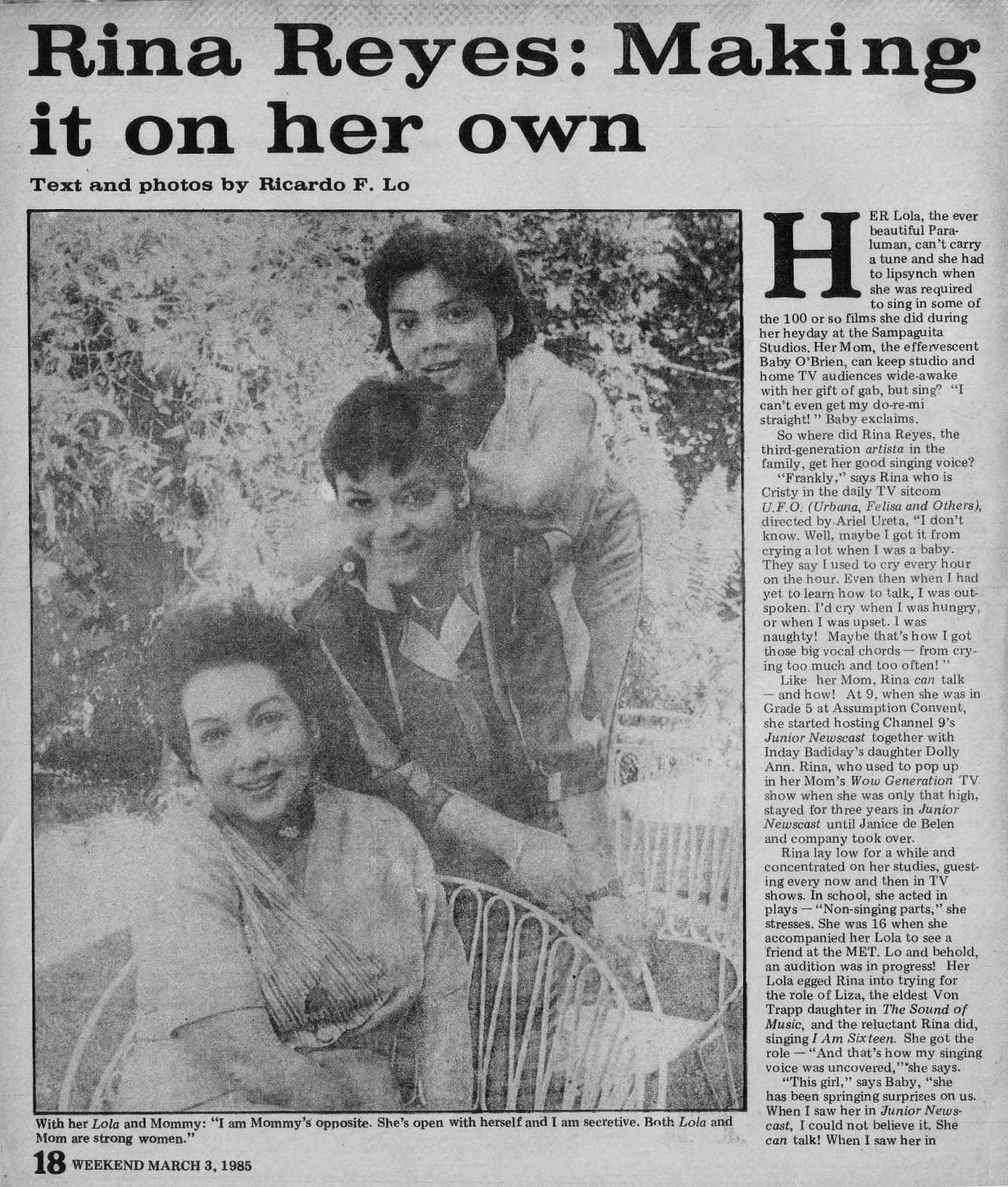 PELIKULA, ATBP.: RINA REYES: MAKING IT ON HER OWN (by Ricardo F. Lo ...